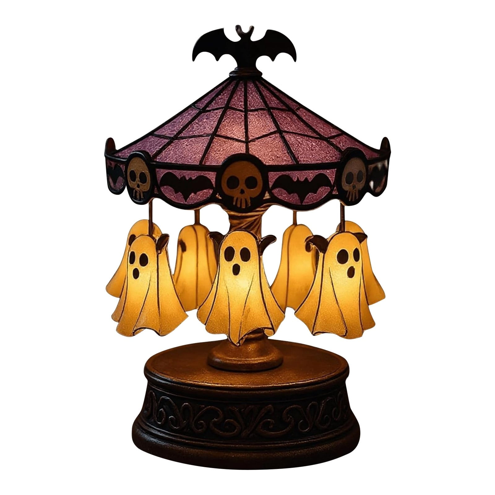 Antique Copper Base Purple Stained Glass USB Rechargeable Halloween ...