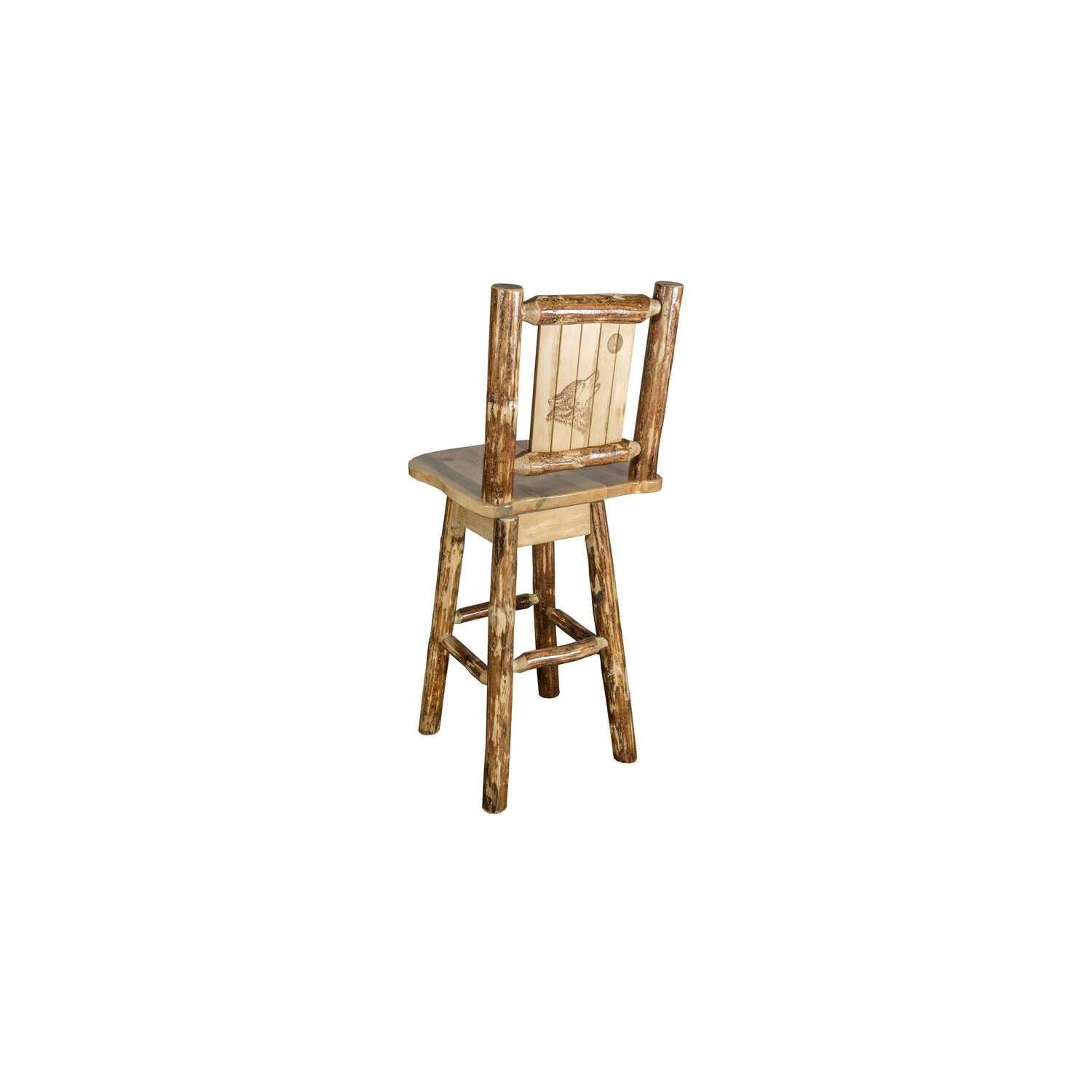 Antique Counter Height Barstool 18"L x 19"W x 38"H with Back Swivel and ...