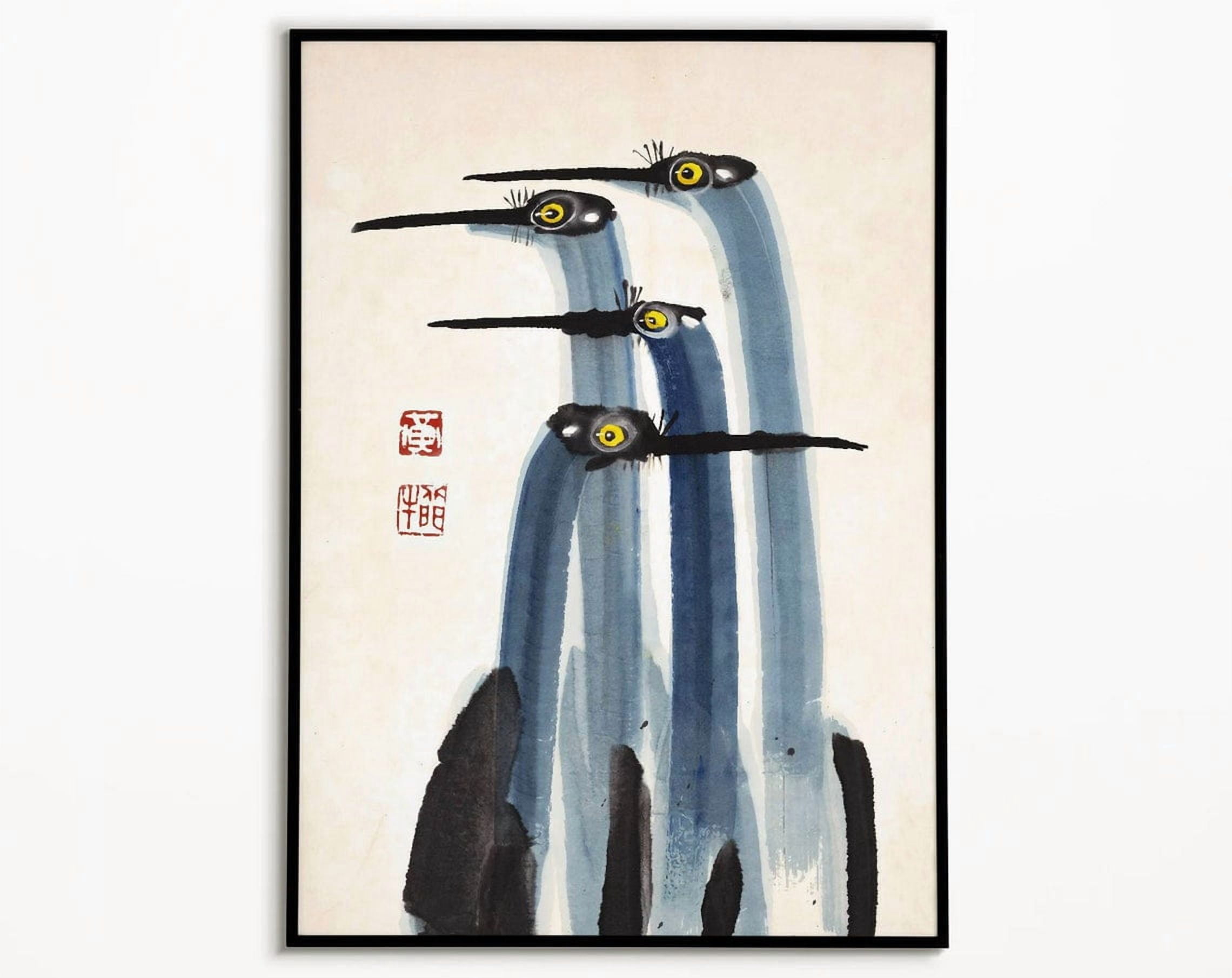 Antique Crane Print Japanese Art Farmhouse Vintage Decor Unframed Paper ...