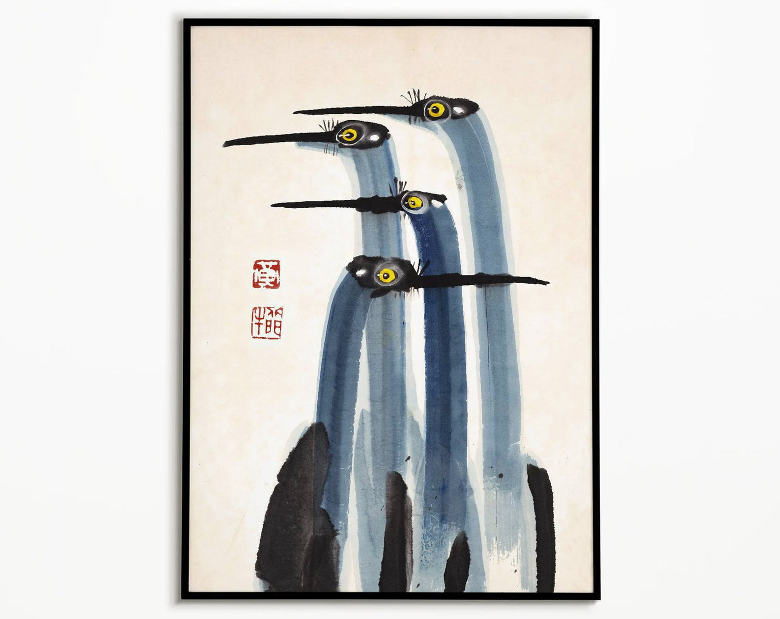 Antique Crane Watercolor Print, Japanese Art, Farmhouse Wall Decor ...