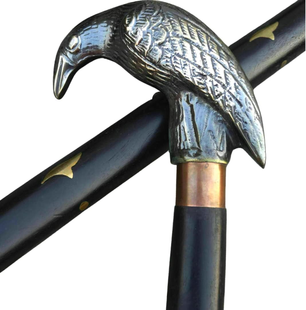 Antique Crow Walking Cane Vintage Raven Style Solid Walking Stick Brass ...