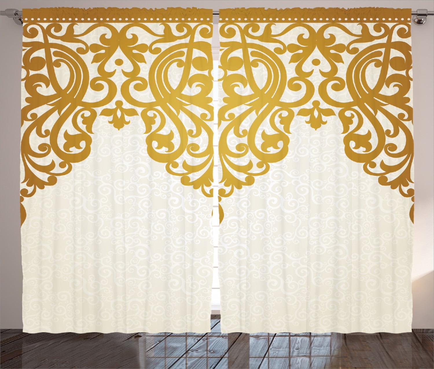 Ambesonne Victorian Curtains 2 Panel Set, Medieval Baroque Art, 108" x ...