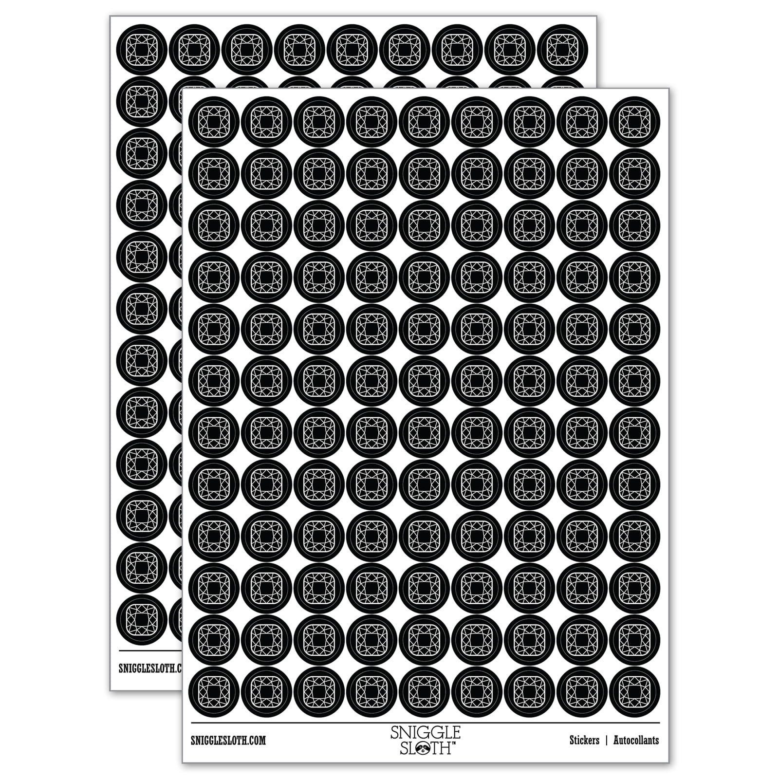 Antique Cushion Gem Cut Diamond Jewelry 200+ Round Stickers - Black ...
