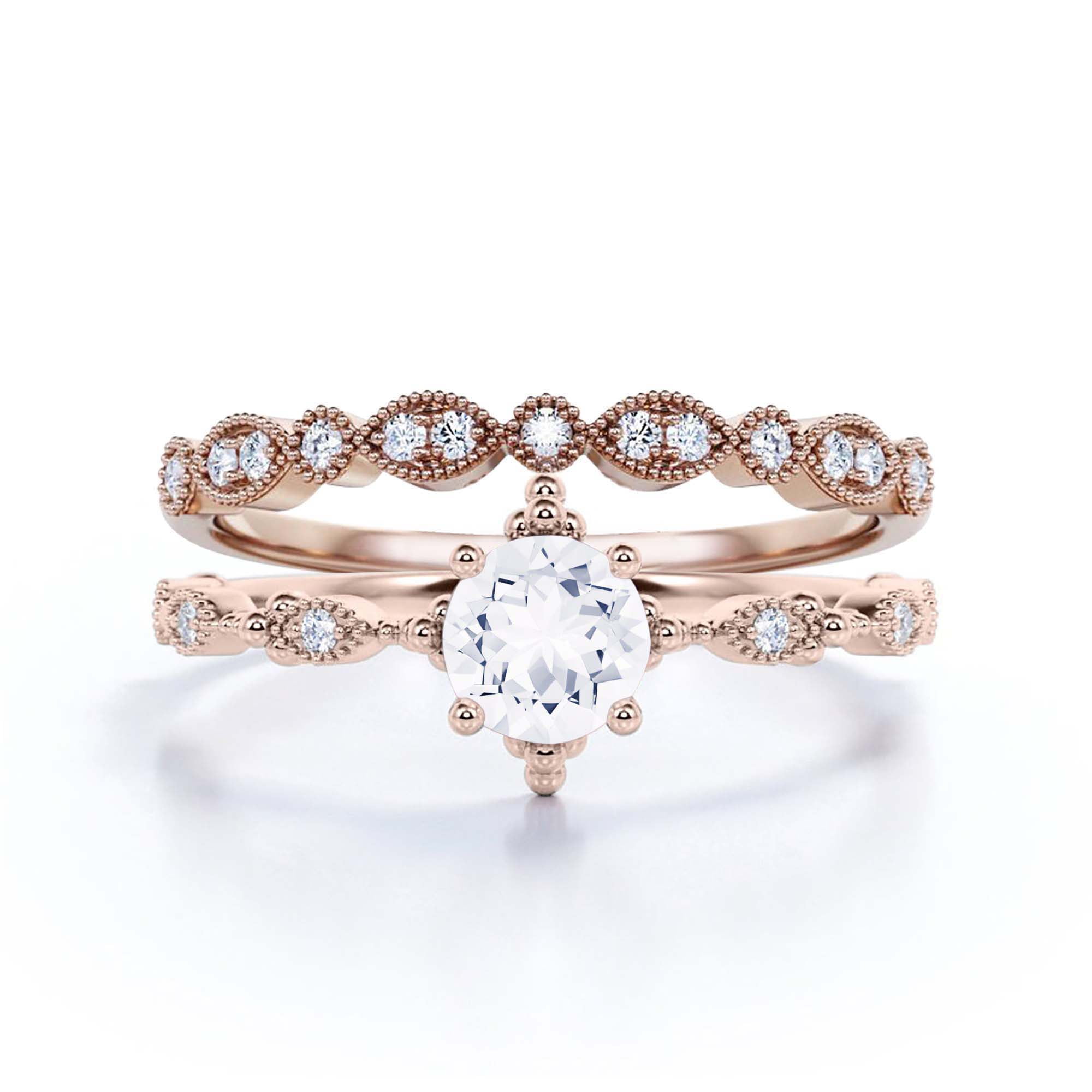 Antique Dazzling Boho & hippie 1.75 Carat Round Cut Diamond Moissanite Unique Engagement Ring ...