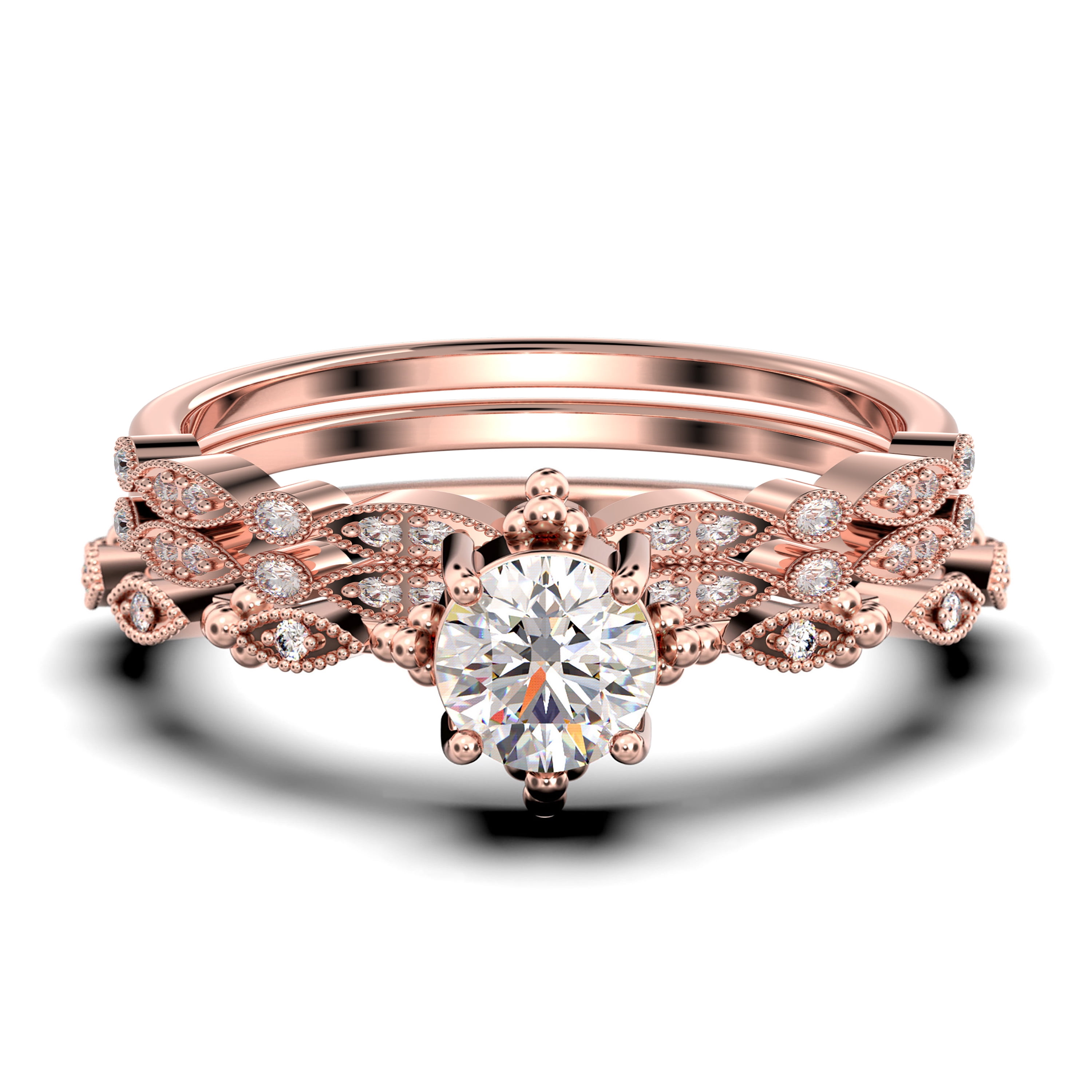 Antique Dazzling Boho & hippie 2.25 Carat Round Cut Diamond Moissanite ...