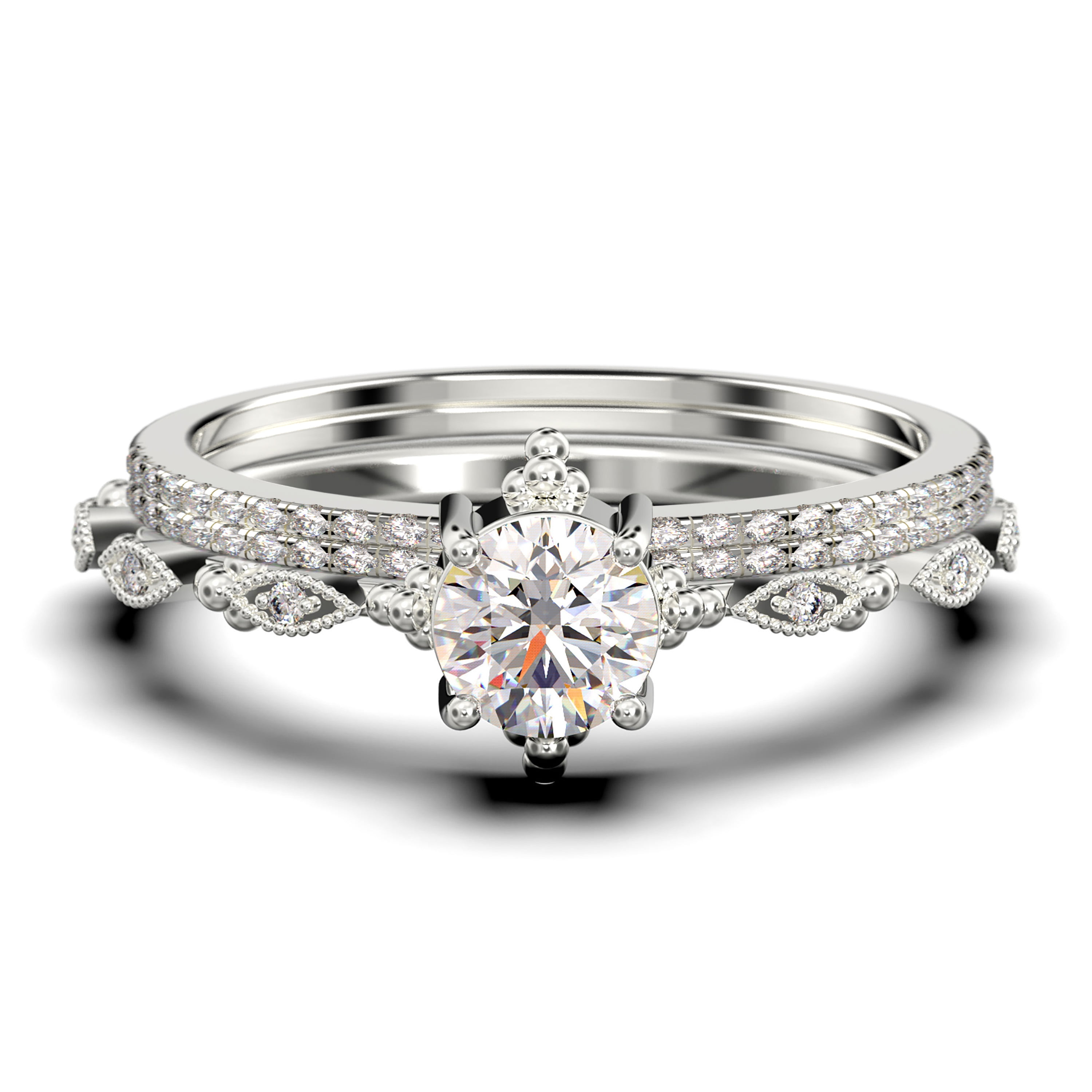 Antique Dazzling Boho & hippie 2.25 Carat Round Cut Diamond Moissanite ...