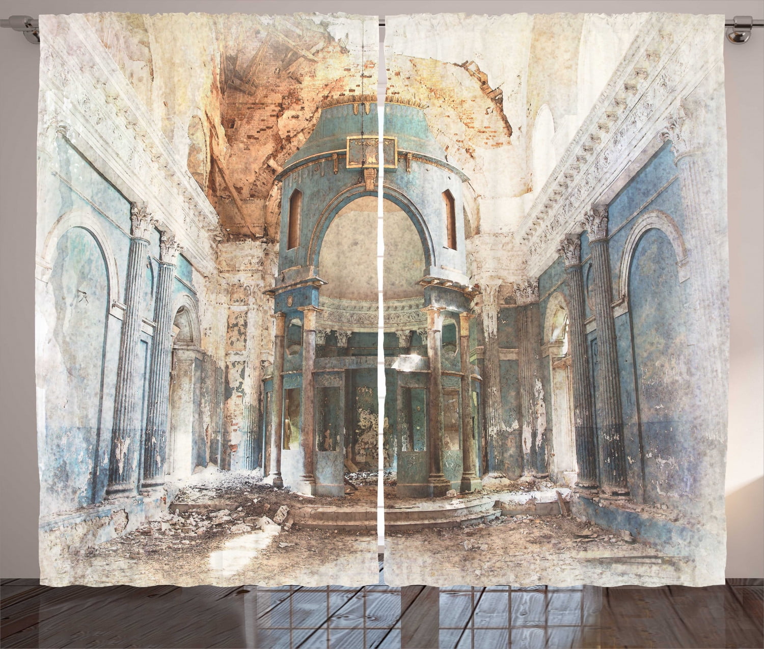 Ambesonne Antique Curtains 2 Panel Set, Old Vintage, 108" x 84", Petrol ...