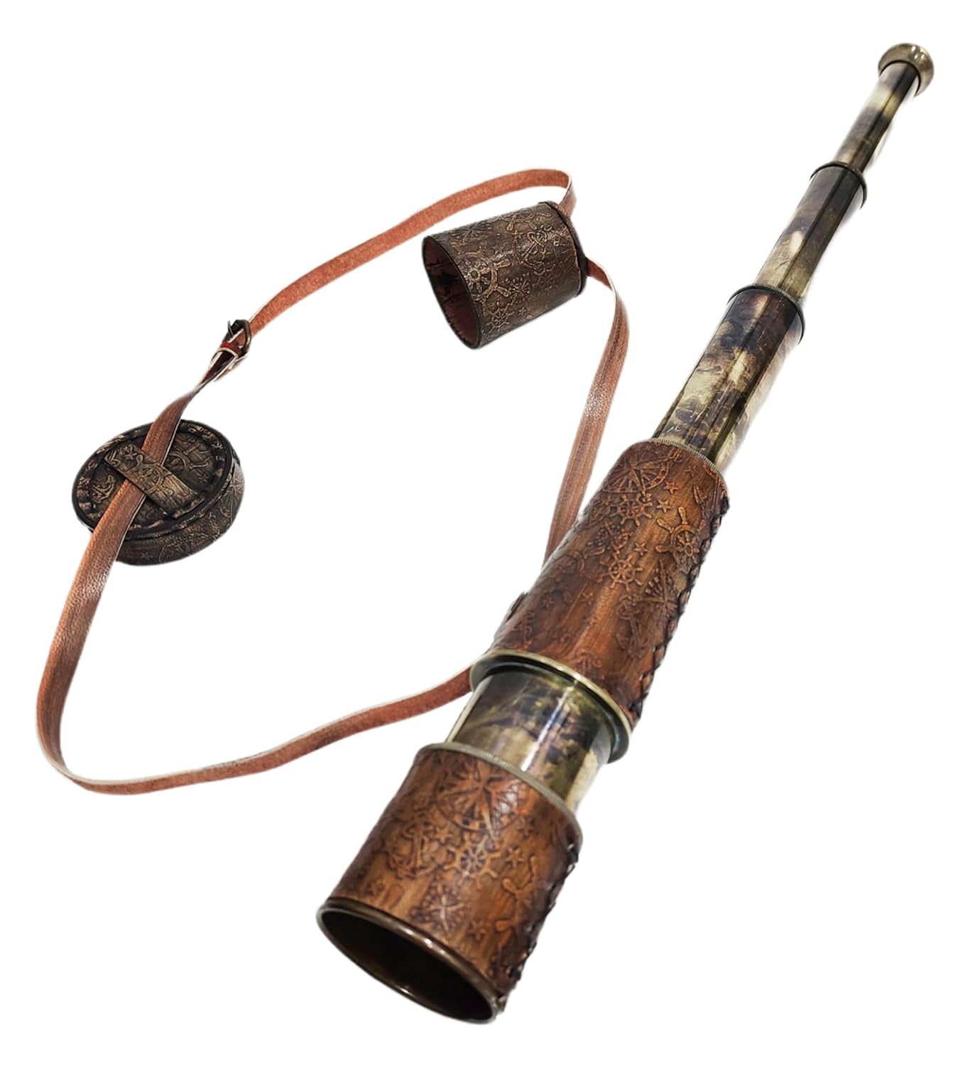 Antique Decor Spyglass Pirate Telescope with Leather Case Handheld ...