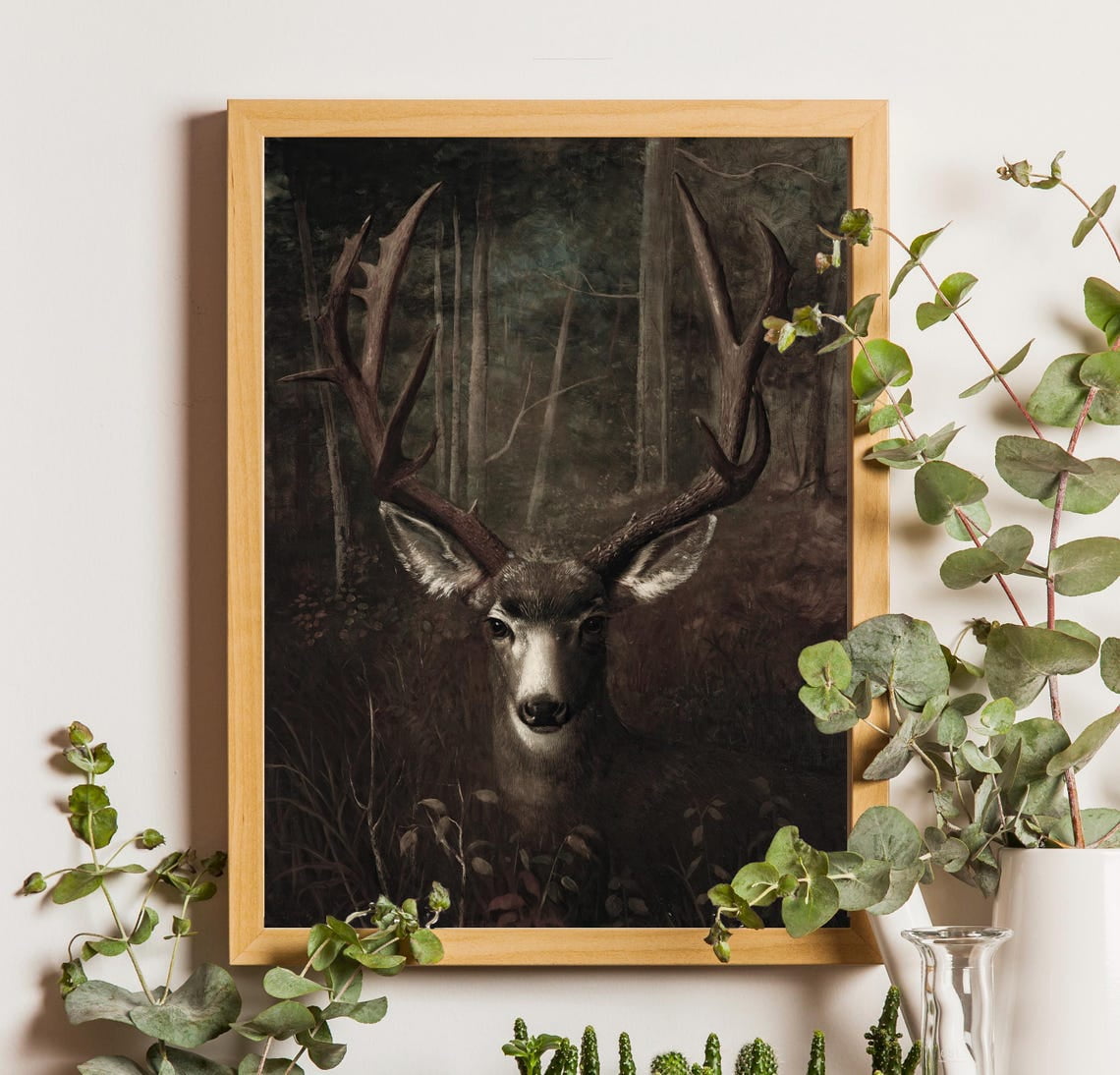 Antique Deer Art Poster: Rustic Cabin Wall Decor, Unframed Poster Size ...