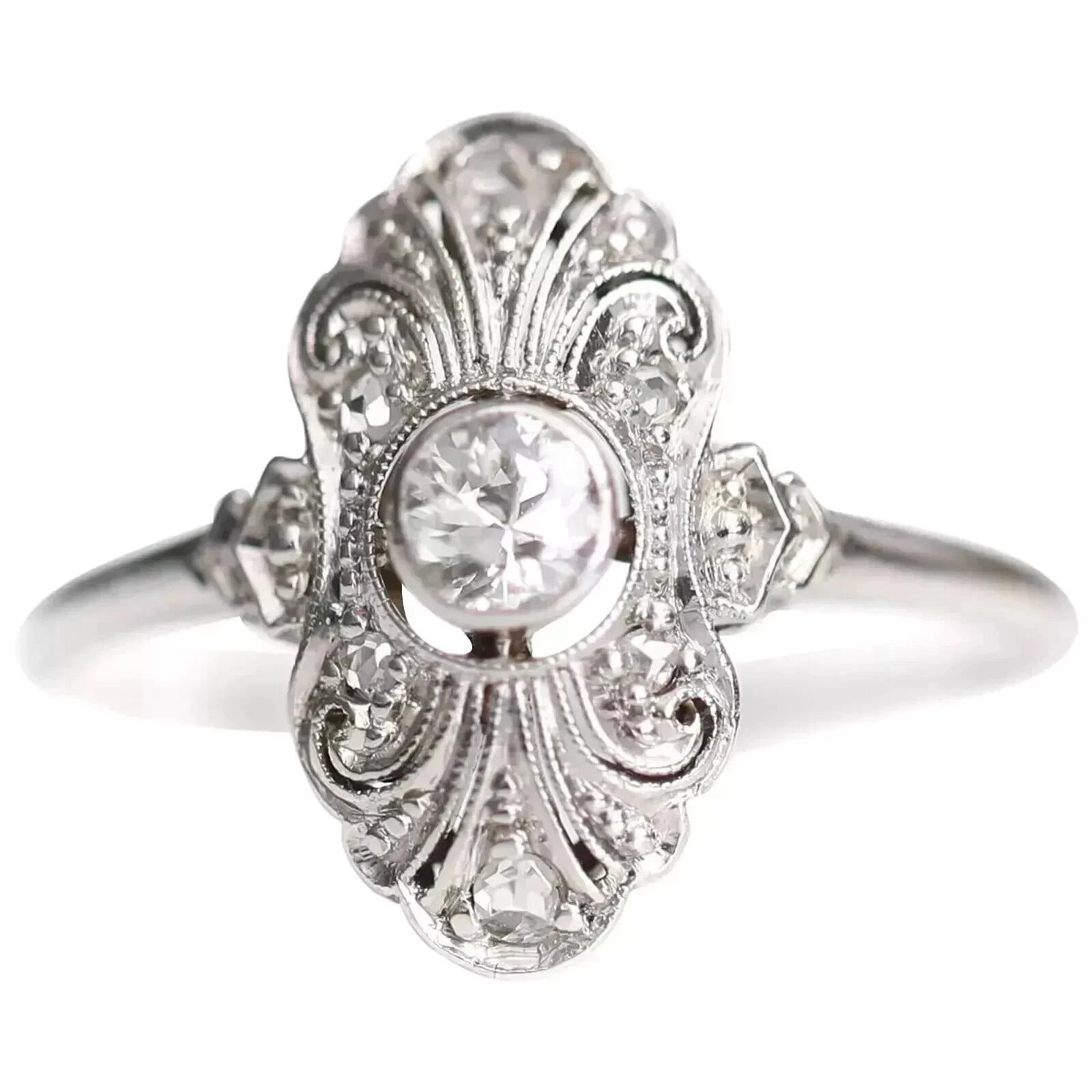 Antique Dinner Ring, Vintage Cluster Diamond Ring, Art Deco Diamond ...
