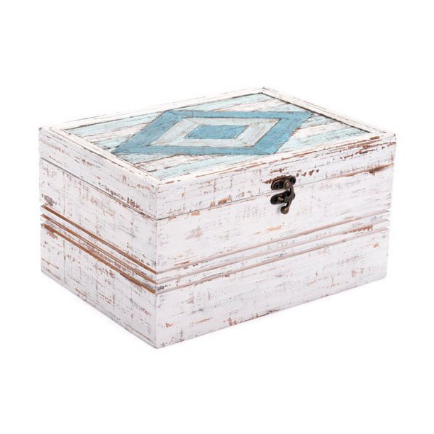 Antique Distressed Whitewashed Wood Box White - Walmart.com