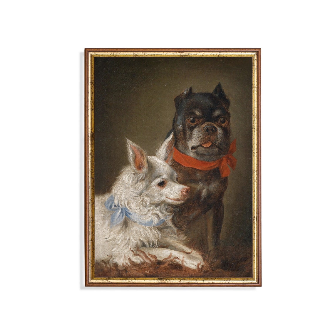 Antique Double Dog Portrait Vintage Rustic Pet Art Unframed Paper Print ...