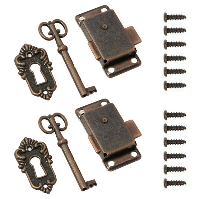 Antique Drawer Lock Set with Key for Cabinets and Furniture - Walmart.com