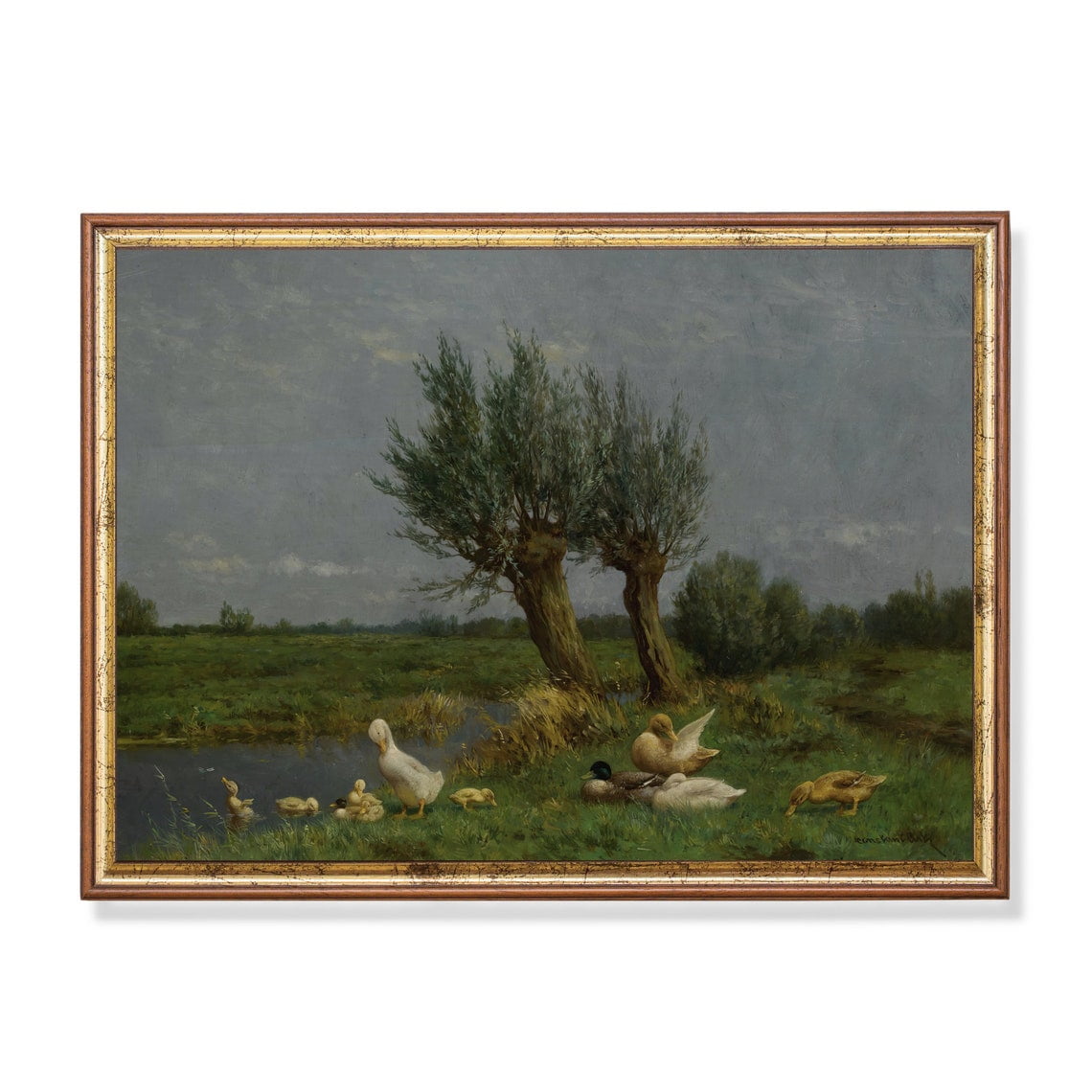 Antique Duck Family Landscape Vintage Farmhouse Poster Home Decor, 12x18 UNFRAMED - Walmart.com
