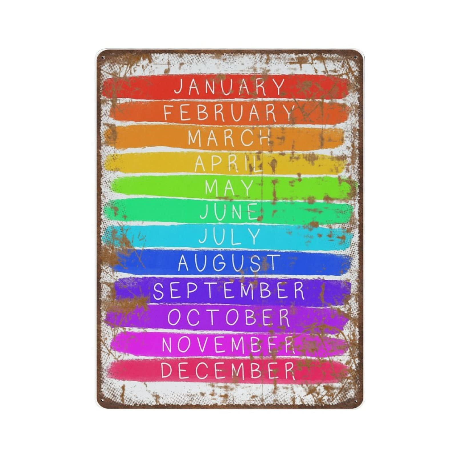 Antique Durable Thick Metal Sign, Months of The Year Aluminum Sign ...