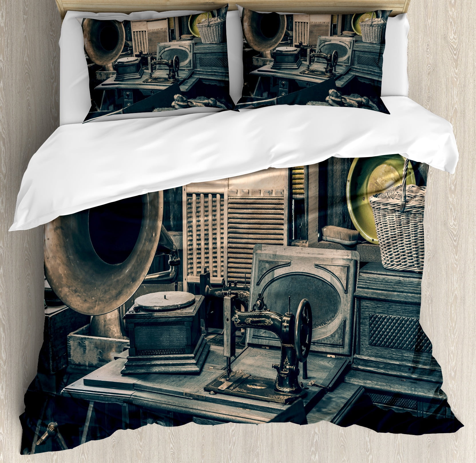 Antique Duvet Cover Set, Antique Store Inventory Old Gramophone Sewing ...