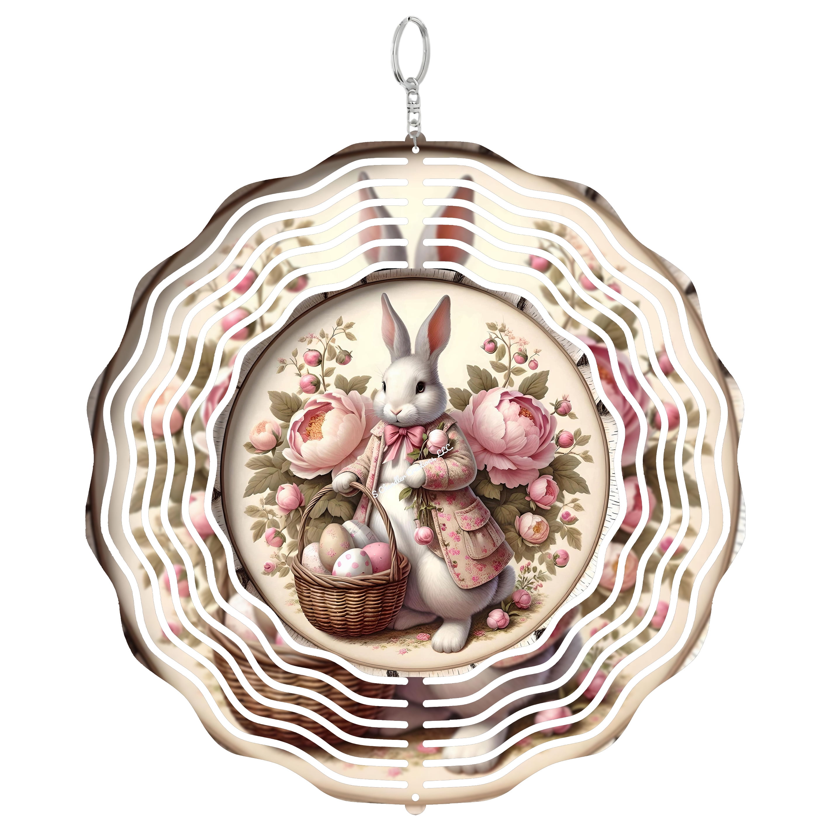 Antique Easter Bunny Spring 3D Wind Spinner, Vintage Rabbit Kinetic Art ...