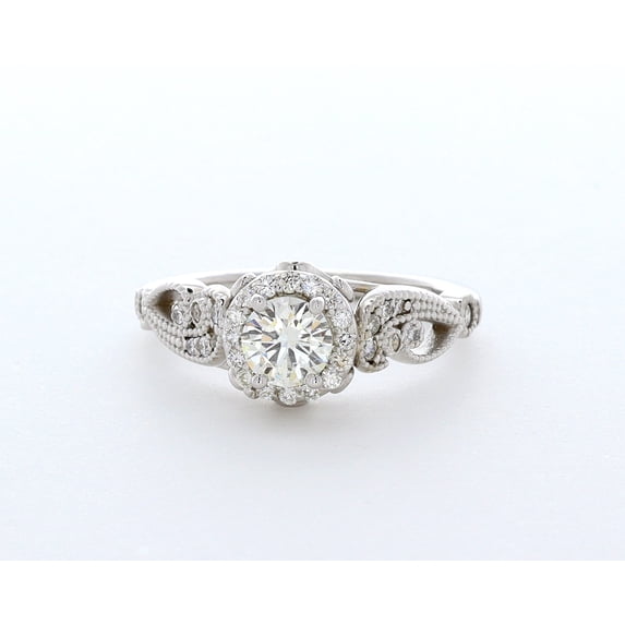 Antique Engagement Ring, Milgrain Cluster Diamond Ring, Halo Diamond ...