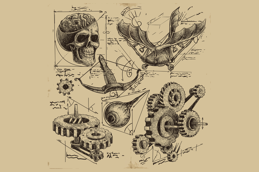 Antique Engineering Drawings Sketches Cool Wall Art Print Poster 18x12 ...