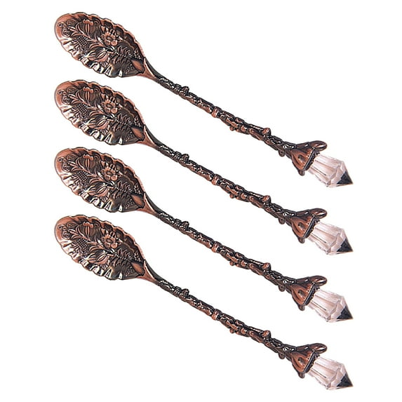Antique Engraved Kirsite Spoon With Crystal Handle, For Coffee Tea ...