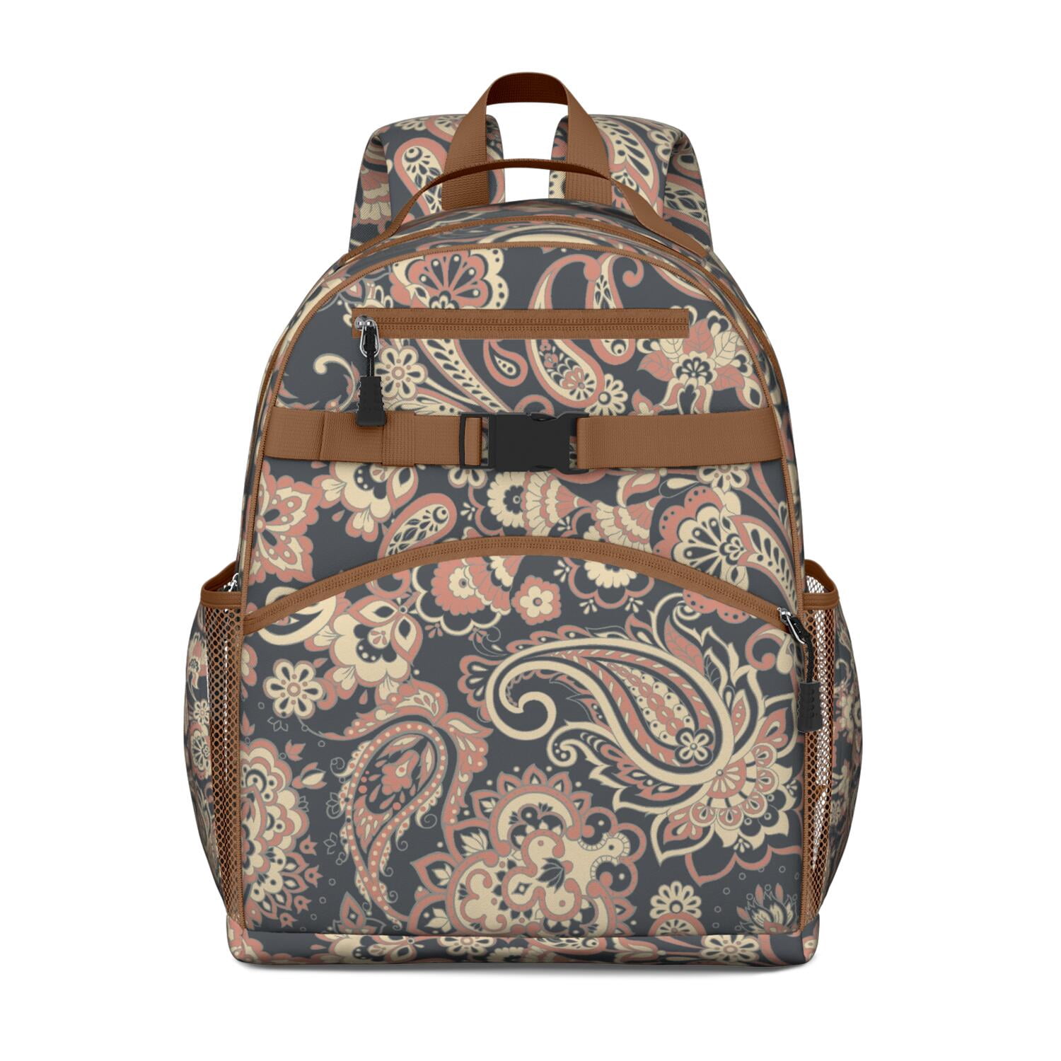 Antique Ethnic Paisley Backpack Spine-Protecting Design with Multiple ...