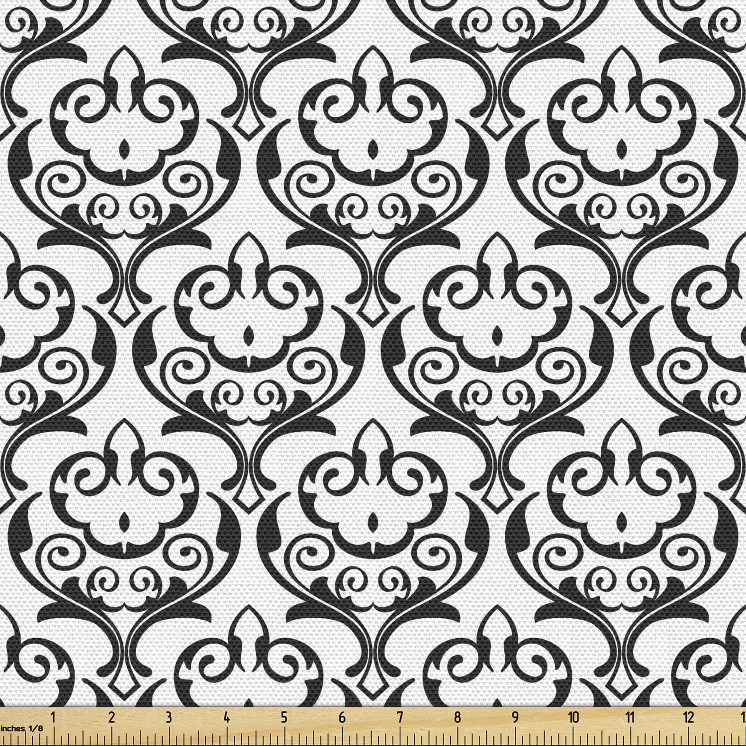 Ambesonne Antique Fabric by the Yard Upholstery, Classic Baroque Swirls ...
