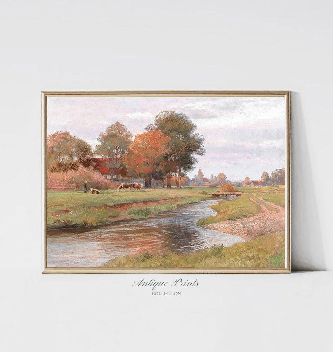 Antique Fall Landscape, Autumn Countryside Vintage Wall Art, Autumn ...