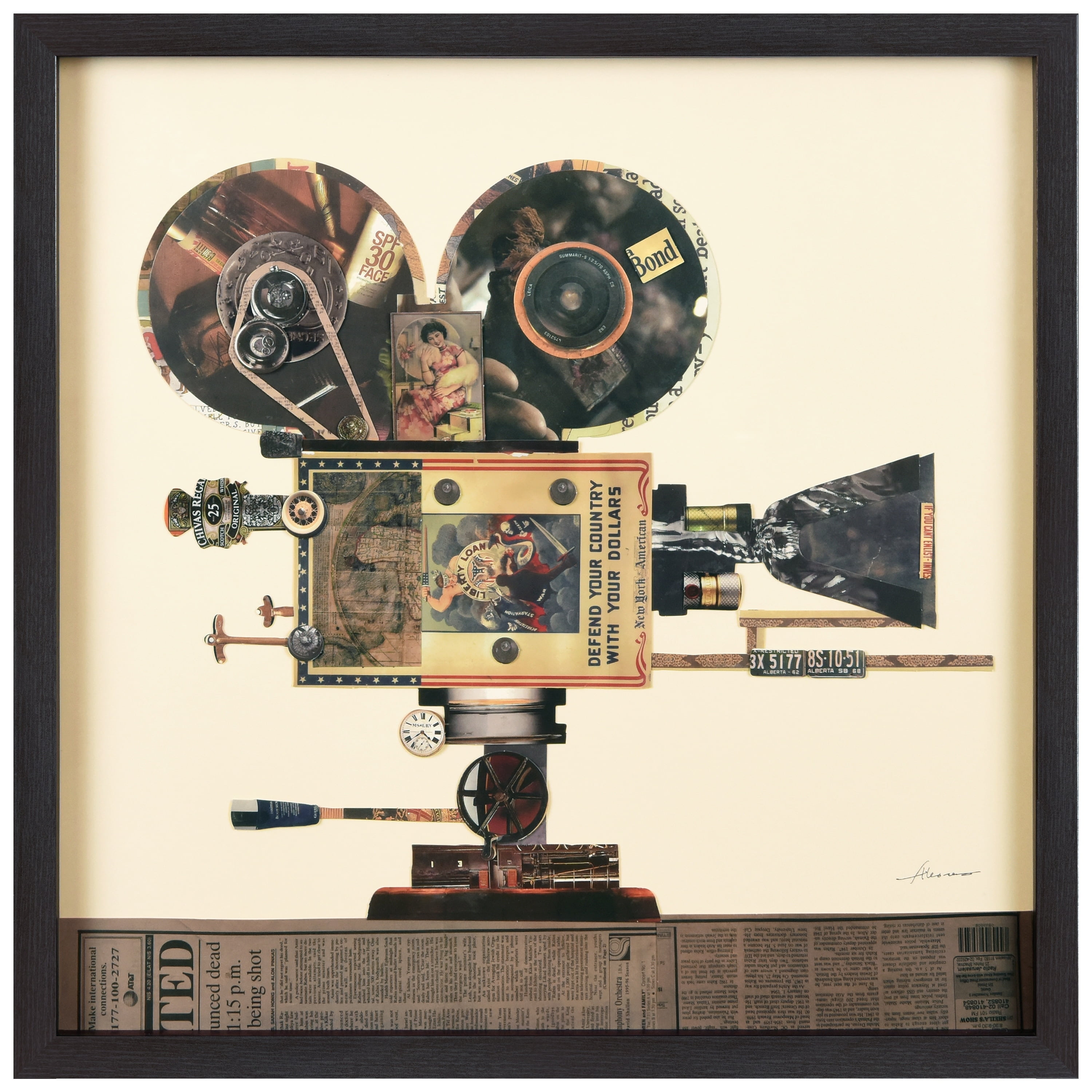 Free Shipping! Antique Film Projector' Hand Made Signed Art Collage by ...