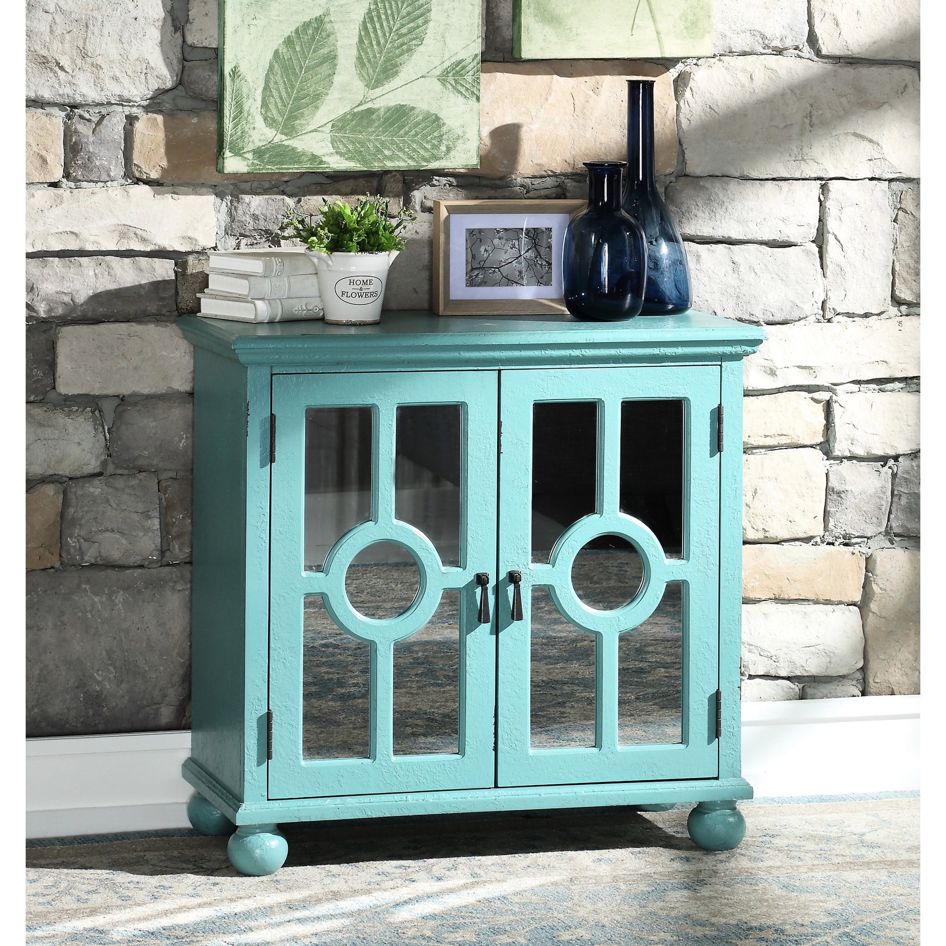 Antique Finish Cabinet+Circular Themed Doors"-"Living Room Storage ...