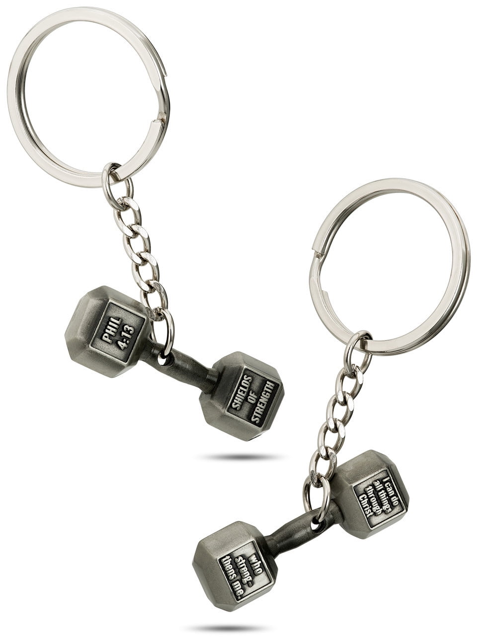 Antique Finish Dumbbell Key Chain-Phil.4:13 by Shields of Strength ...