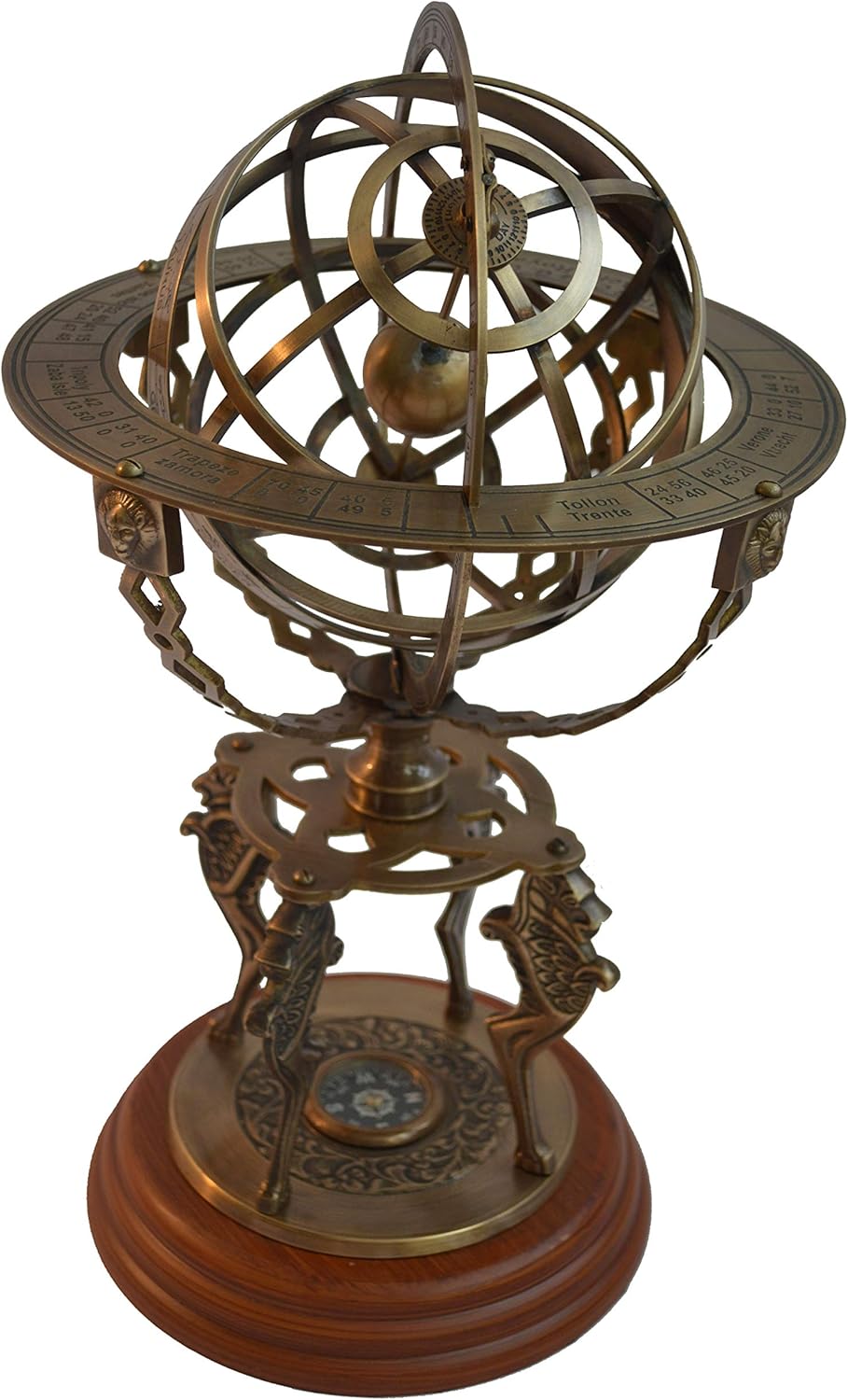 Antique Finish Solid Brass Zodiac Globe Sphere Armillary With Compass ...