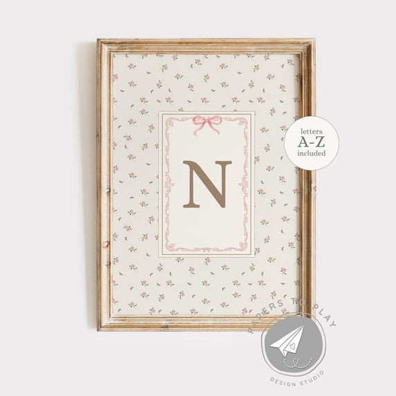 Antique Floral Alphabet Nursery Wall Art Print, Unframed Paper Poster ...