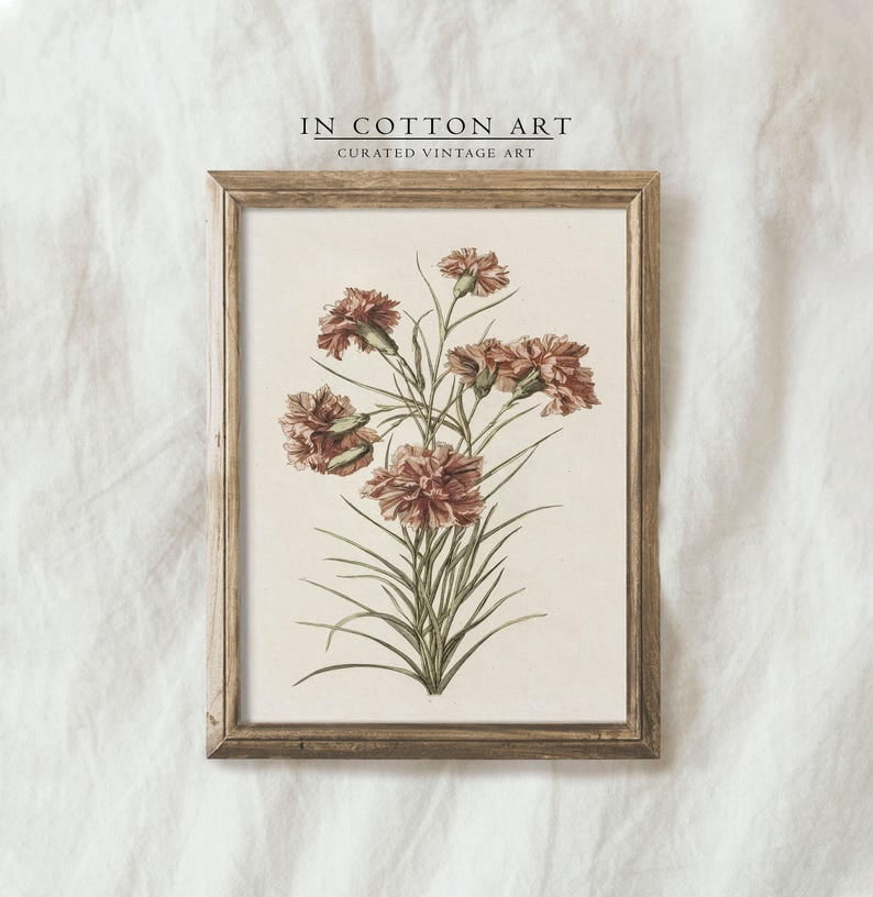 Antique Floral Art, Vintage Botanical Illustration, Unframed Paper ...