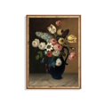 Antique Floral Still Life Poster Roses, Tulips in Blue Vase Unframed ...