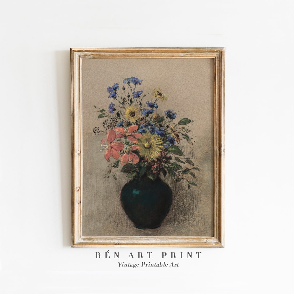 Antique Floral Still Life Vintage Botanical Poster Poster, Stretched ...