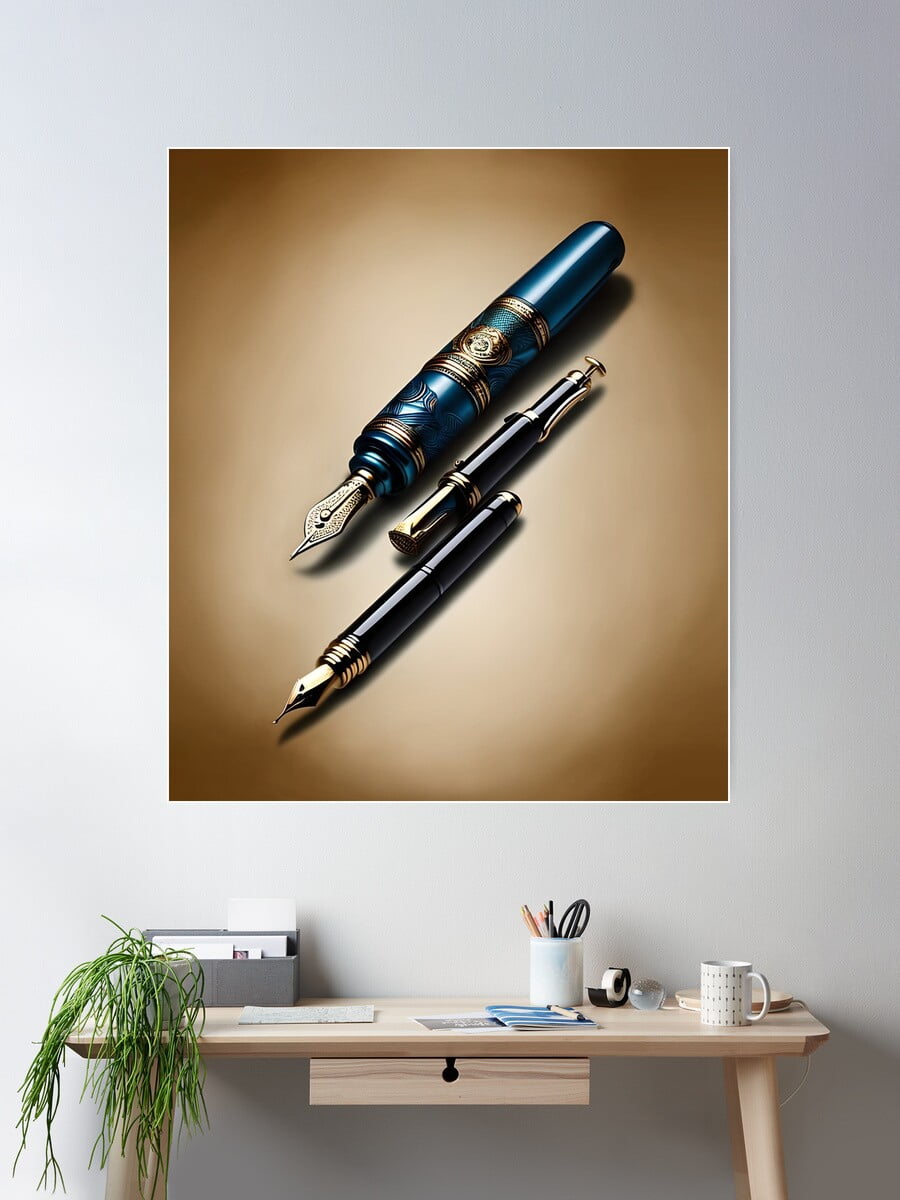 Antique Fountain Pen Poster Wall Art, Modern Wall Decor For Living Room ...