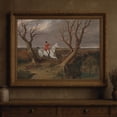 Antique Fox Hunting Poster Equestrian Rider on White Horse Unframed ...