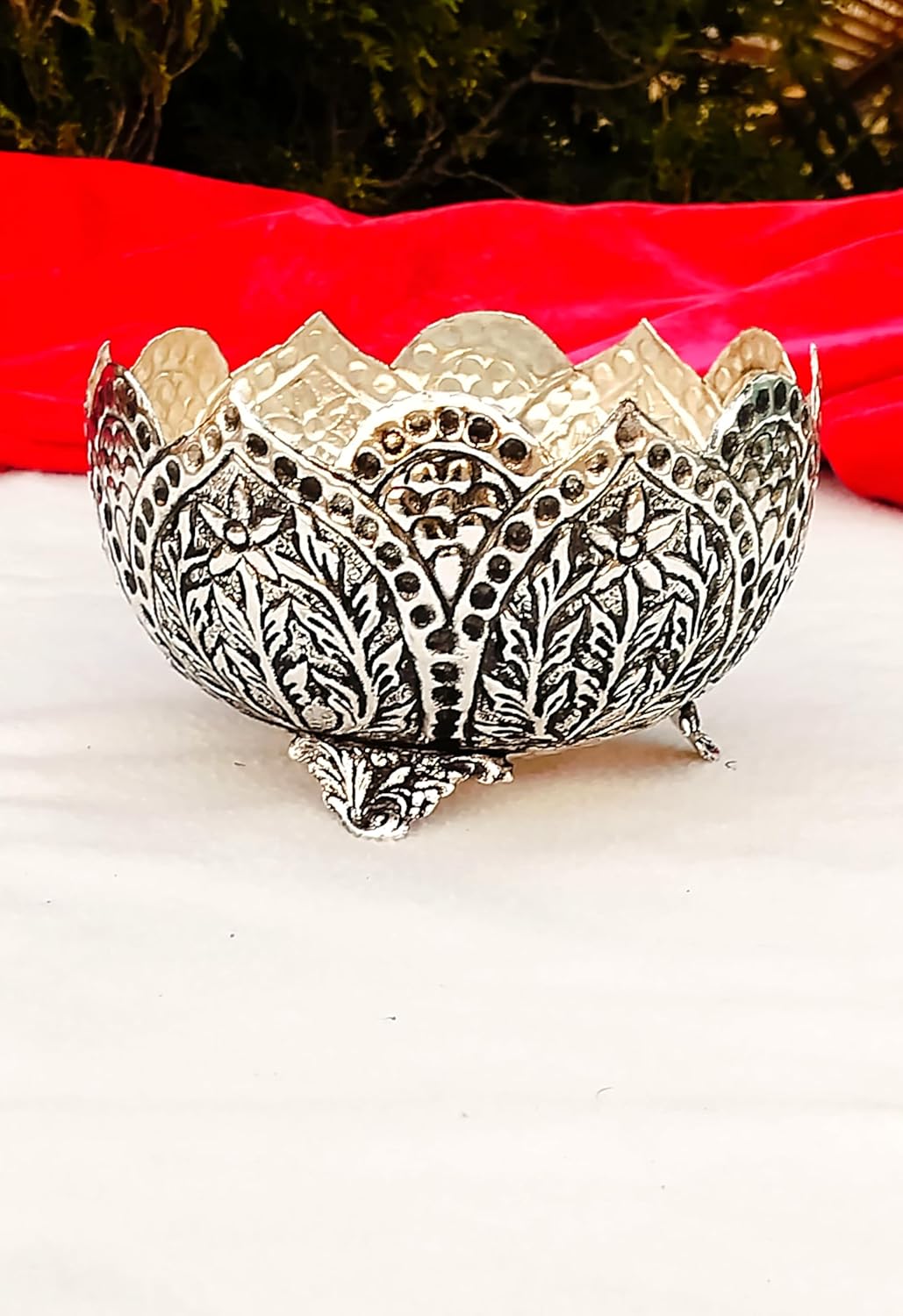 Antique German silver lotus urli with good depth for sweets/ snacks ...