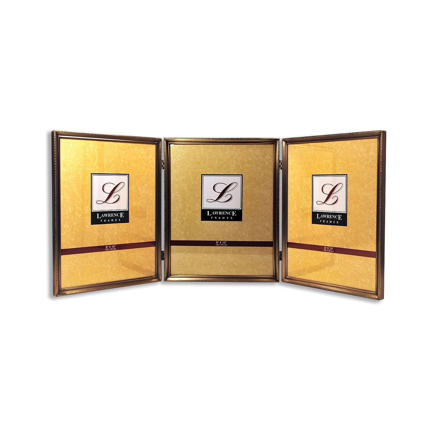 Lawrence Frames Antique Gold Bead Triple Picture Frame, 8x10, Brass ...