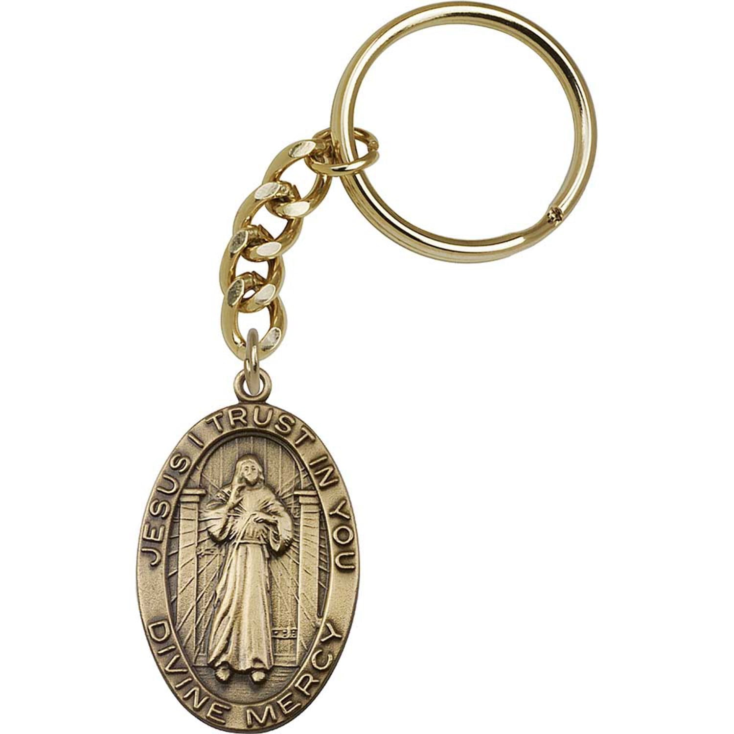 Antique Gold Divine Mercy Keychain - Walmart.com