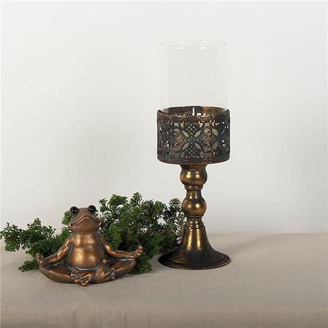 Antique Gold Engraved Metal Pattern with Glass Candle Holder - Walmart.com