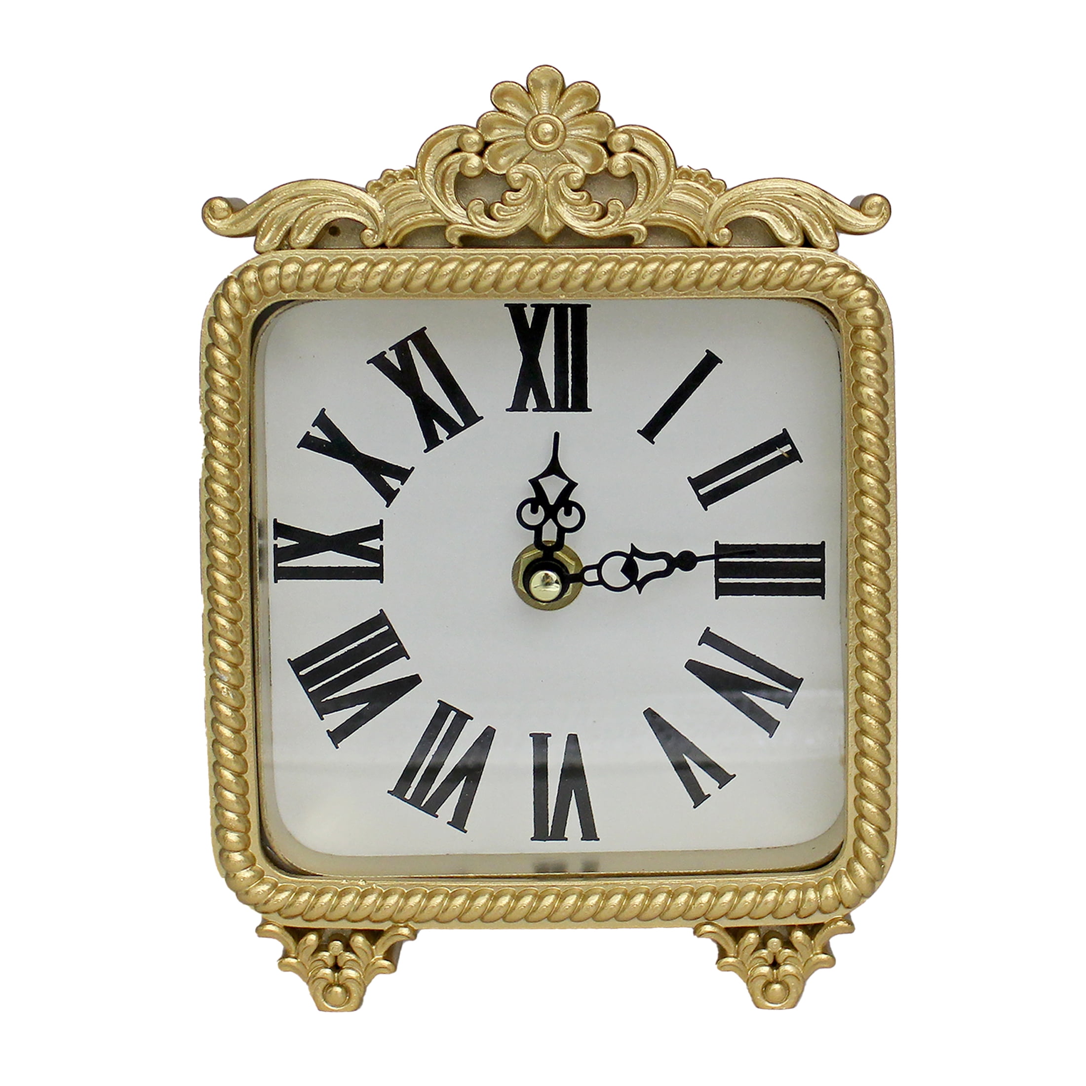 Antique Gold Square Decorative Tabletop Clock - Walmart.com