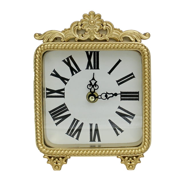 Antique Gold Square Decorative Tabletop Clock - Walmart.com