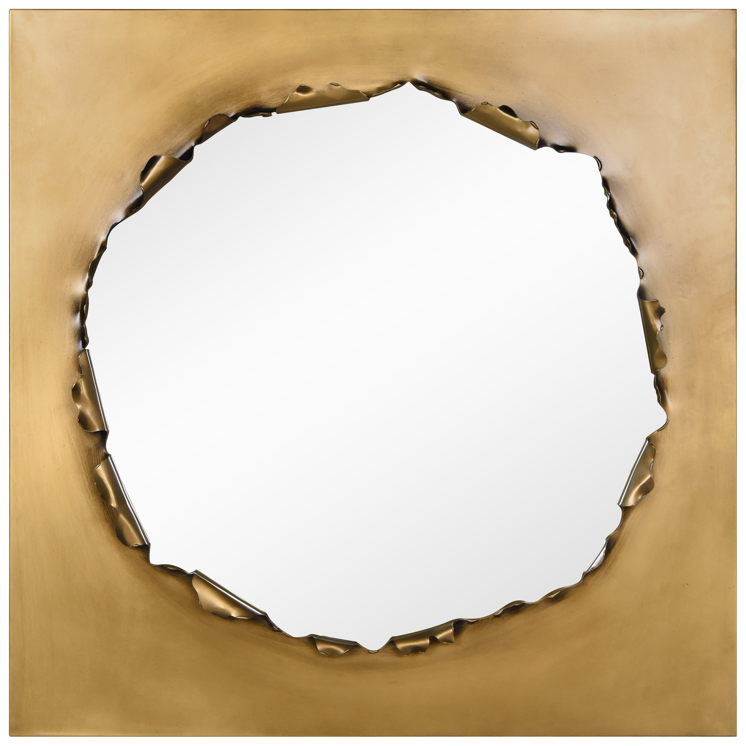 "Antique Gold Torn Edge Square Mirror", 36"x36" Mirror Featuring a 4.8 ...