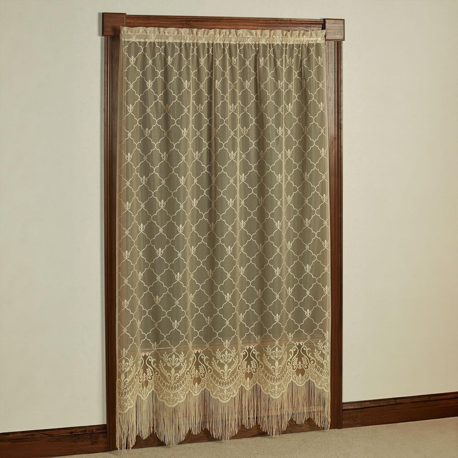 Antique Gold Victorian Fleur de Lis Lace Curtain Panel - Walmart.com