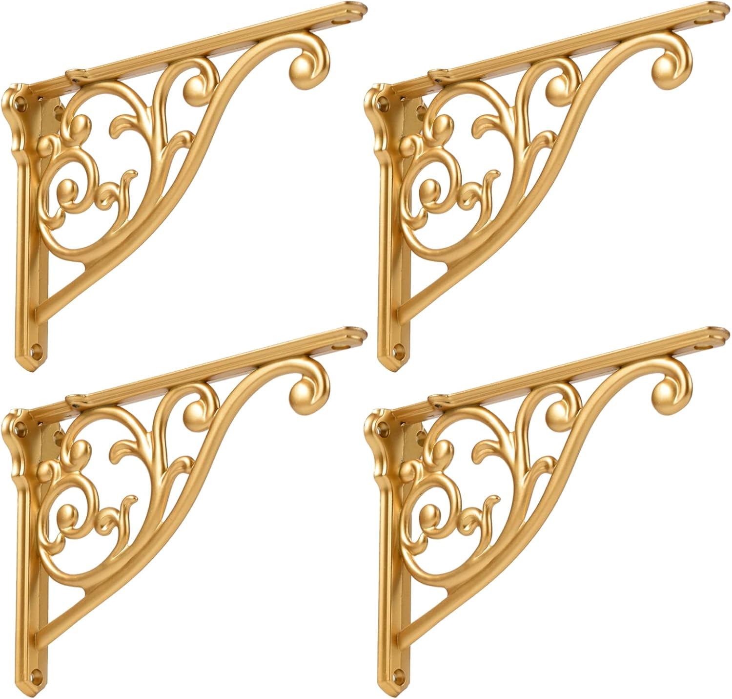 Antique Gold Wall Bracket 10 Inch 4 Pack Heavy Duty Baroque Decorative ...
