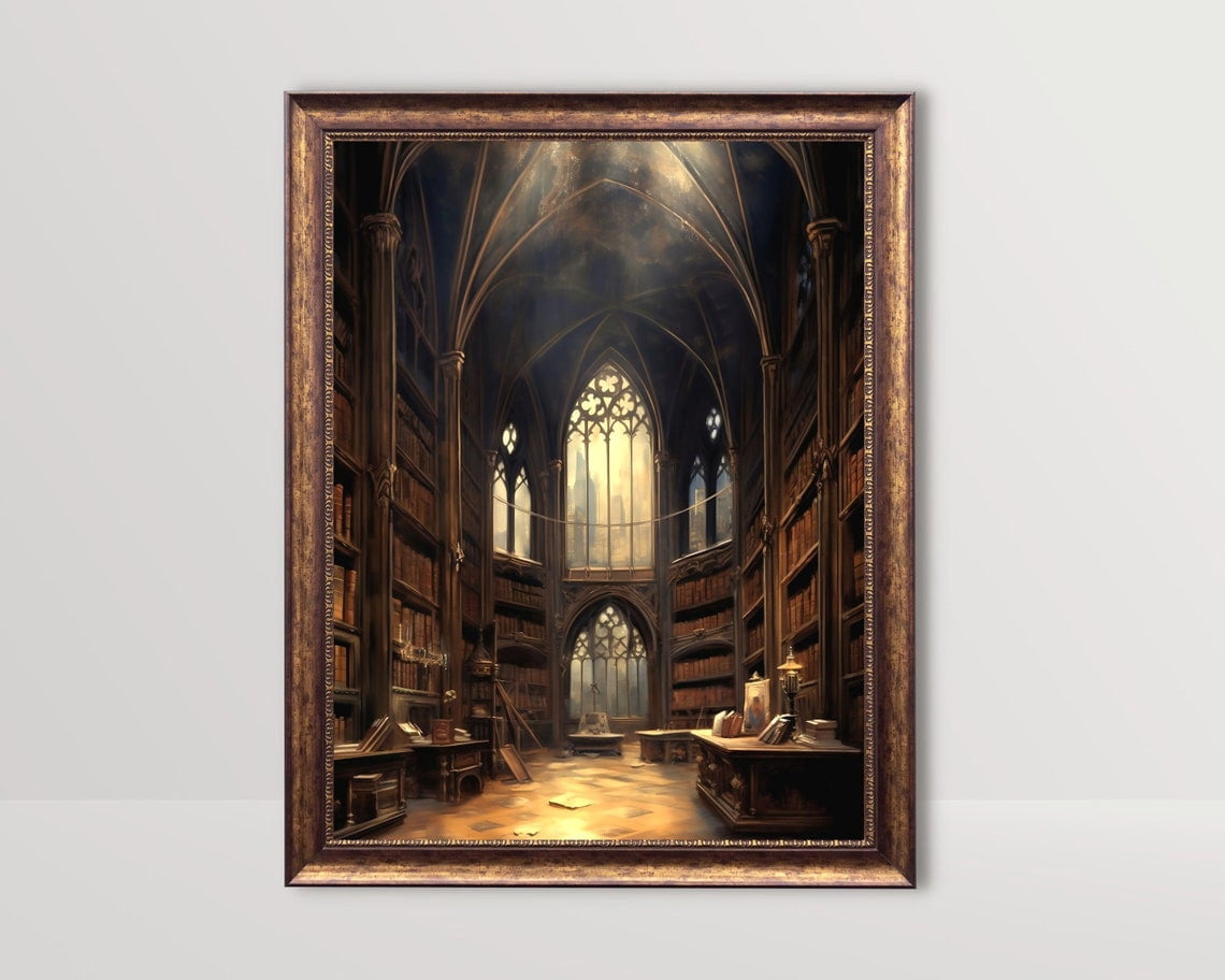 Antique Gothic Library, Books Vintage, Dark Academia Decor, Moody Goth ...