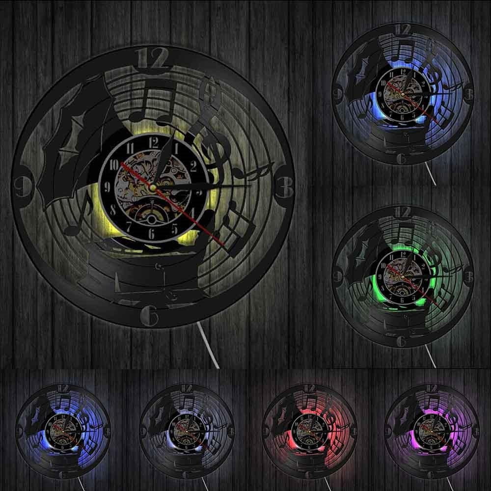 Antique Gramophone Sheet Music Note Retro Classic Wall Clock Vintage ...