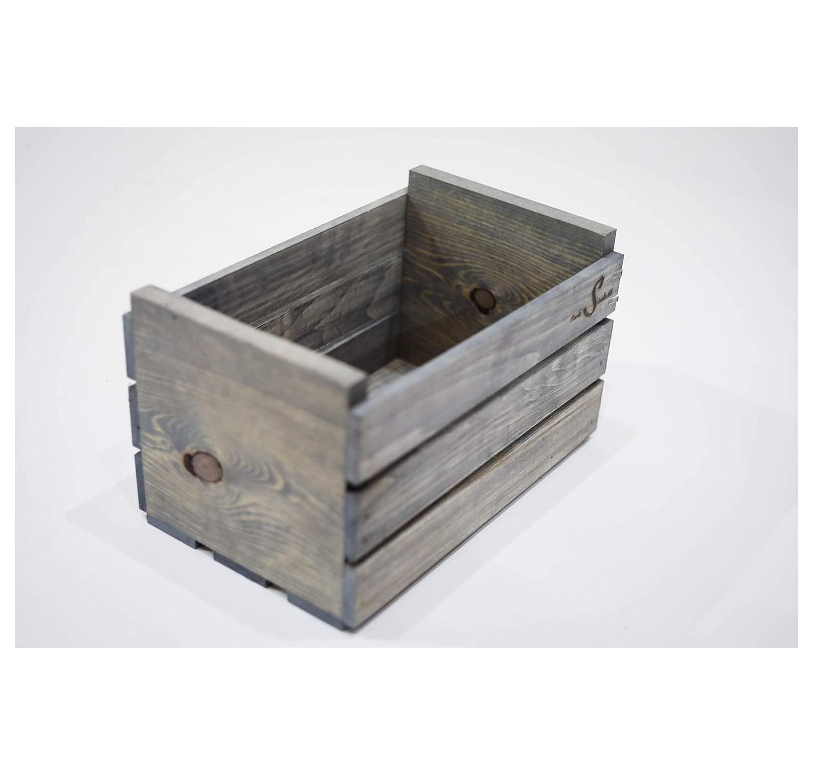 Antique Gray Stained 45 RPM Record Holder Wood Crate - Walmart.com
