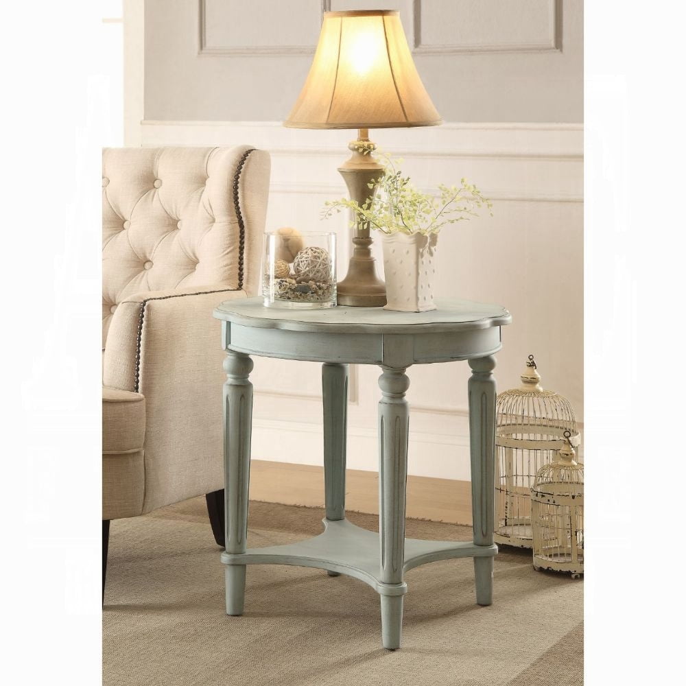 Antique Green End Table with Shelf,Green Solid Wood+Mdf Furniture ...